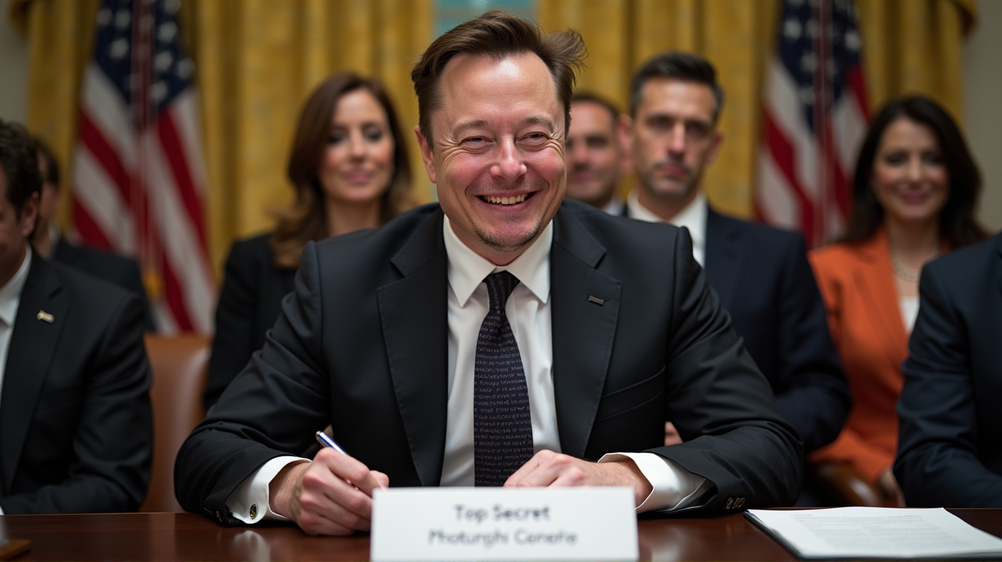 Elon Musk's 'Top Secret' Notepad Sparks Online Frenzy at Trump Cabinet Meet